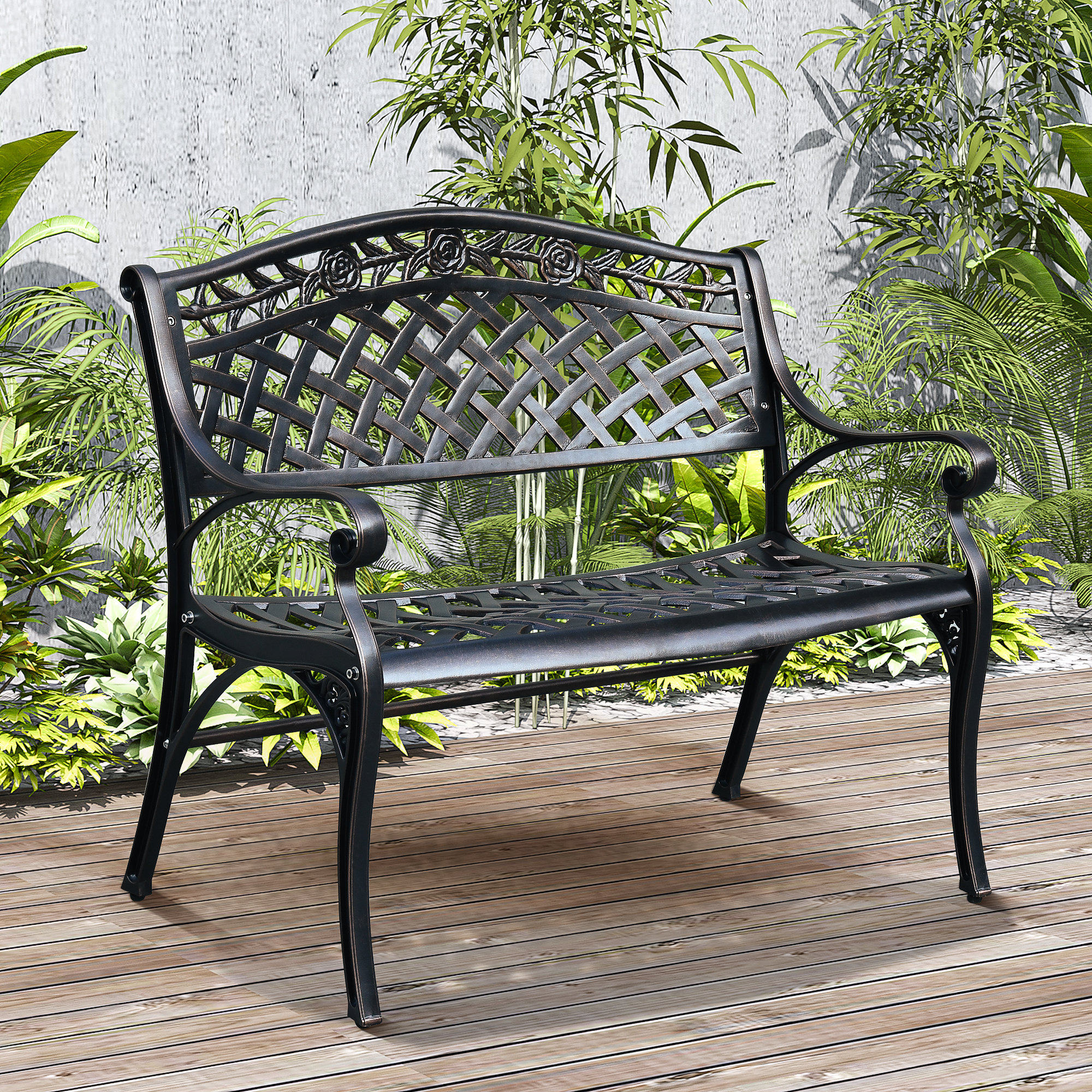 Lark Manor Arnessa Metal Outdoor Bench & Reviews | Wayfair