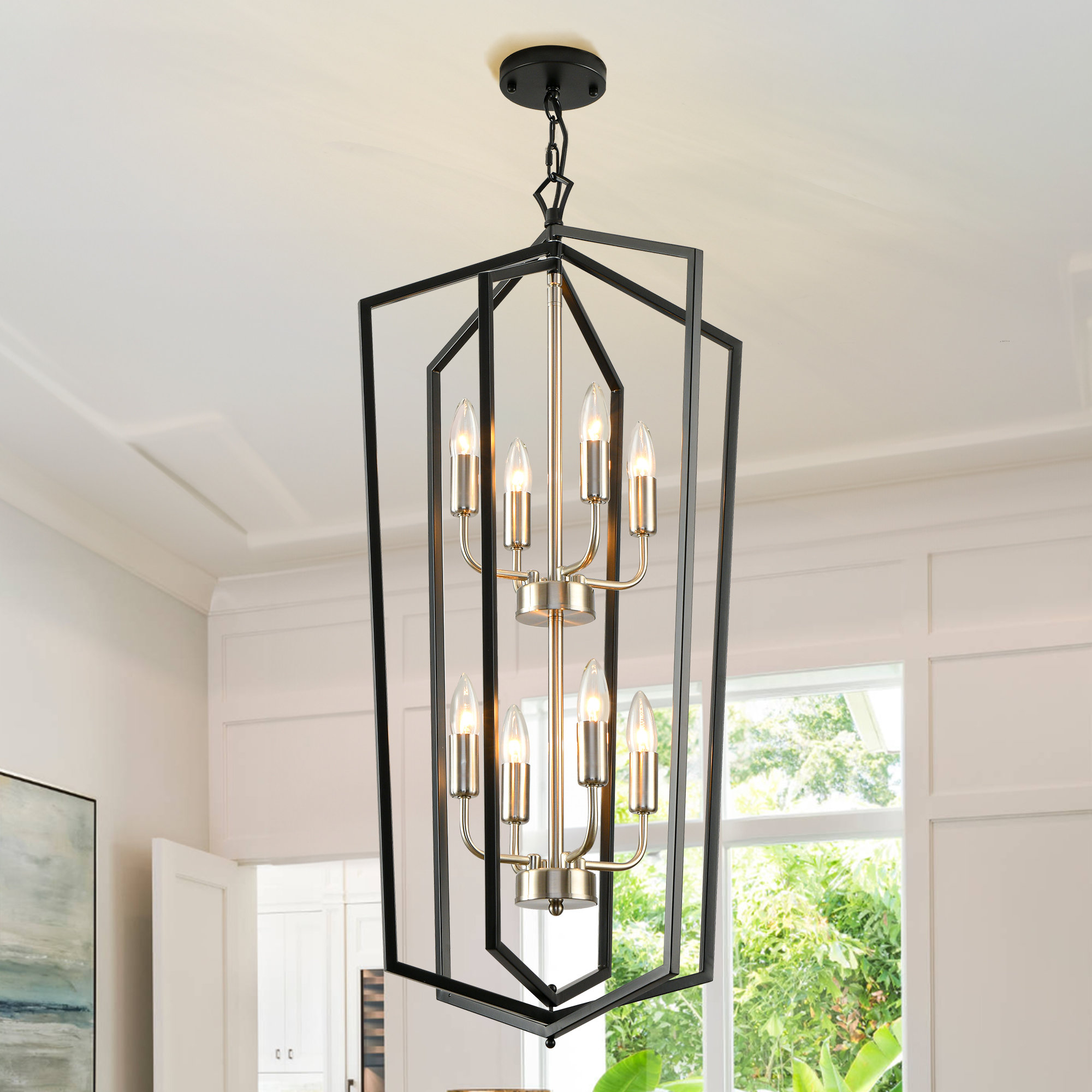 Gracie Oaks Veeraj 8 - Light Dimmable Lantern Square / Rectangle ...