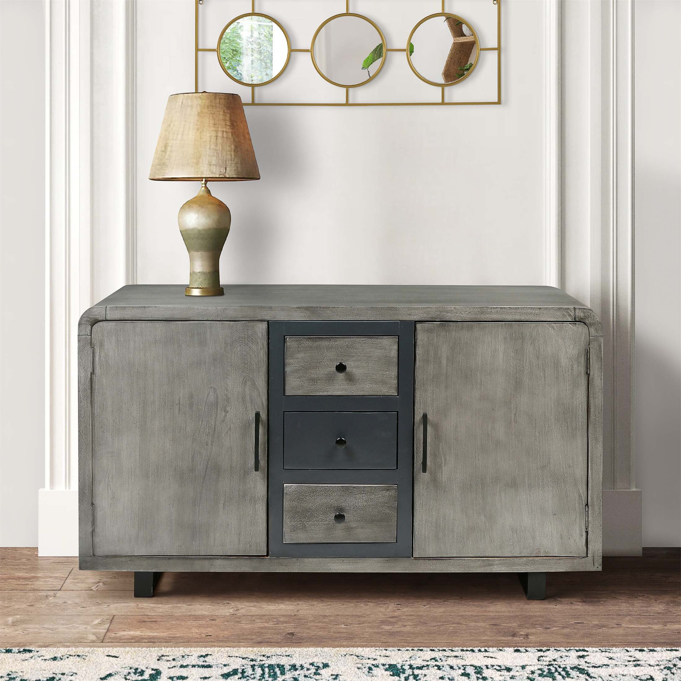 HBI home 55 Inch Industrial Style Sideboard Console with 2 Cabinets ...