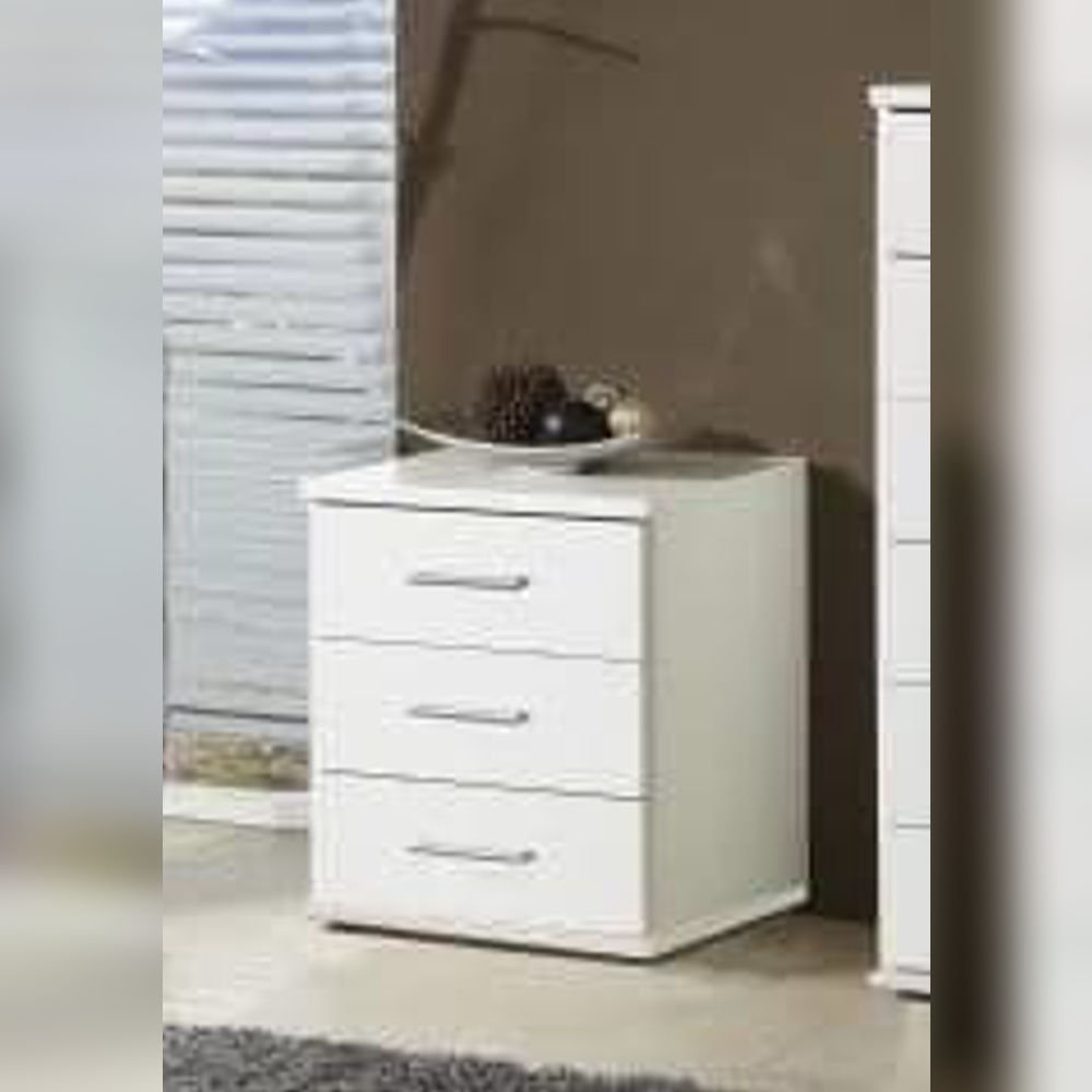 Latitude Run Cavo Alpine White Bedside Table 45cm Wide 3 Drawer Bedroom ...