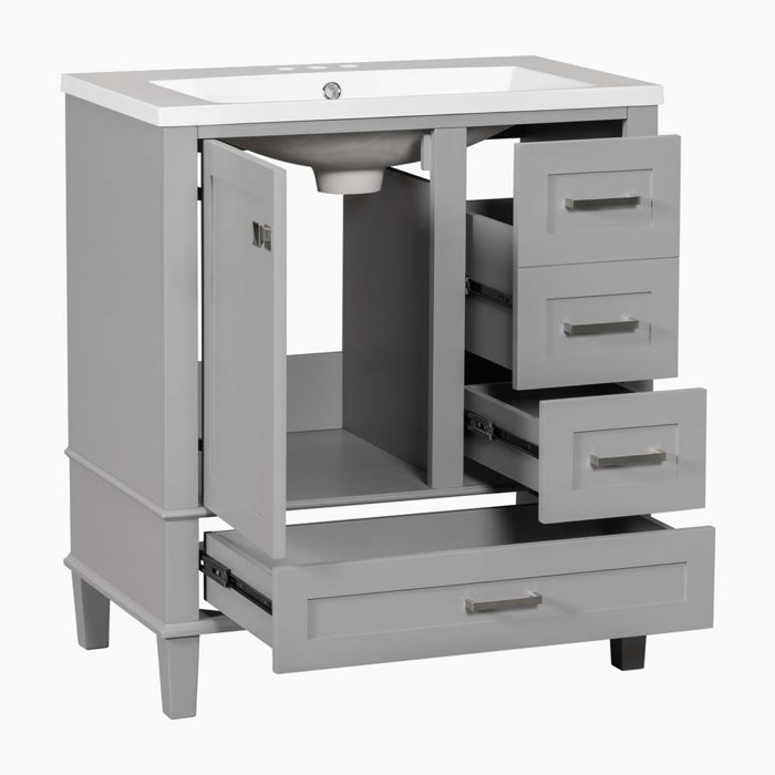 Winston Porter Gernold 30.22'' Single Bathroom Vanity with Resin Top ...