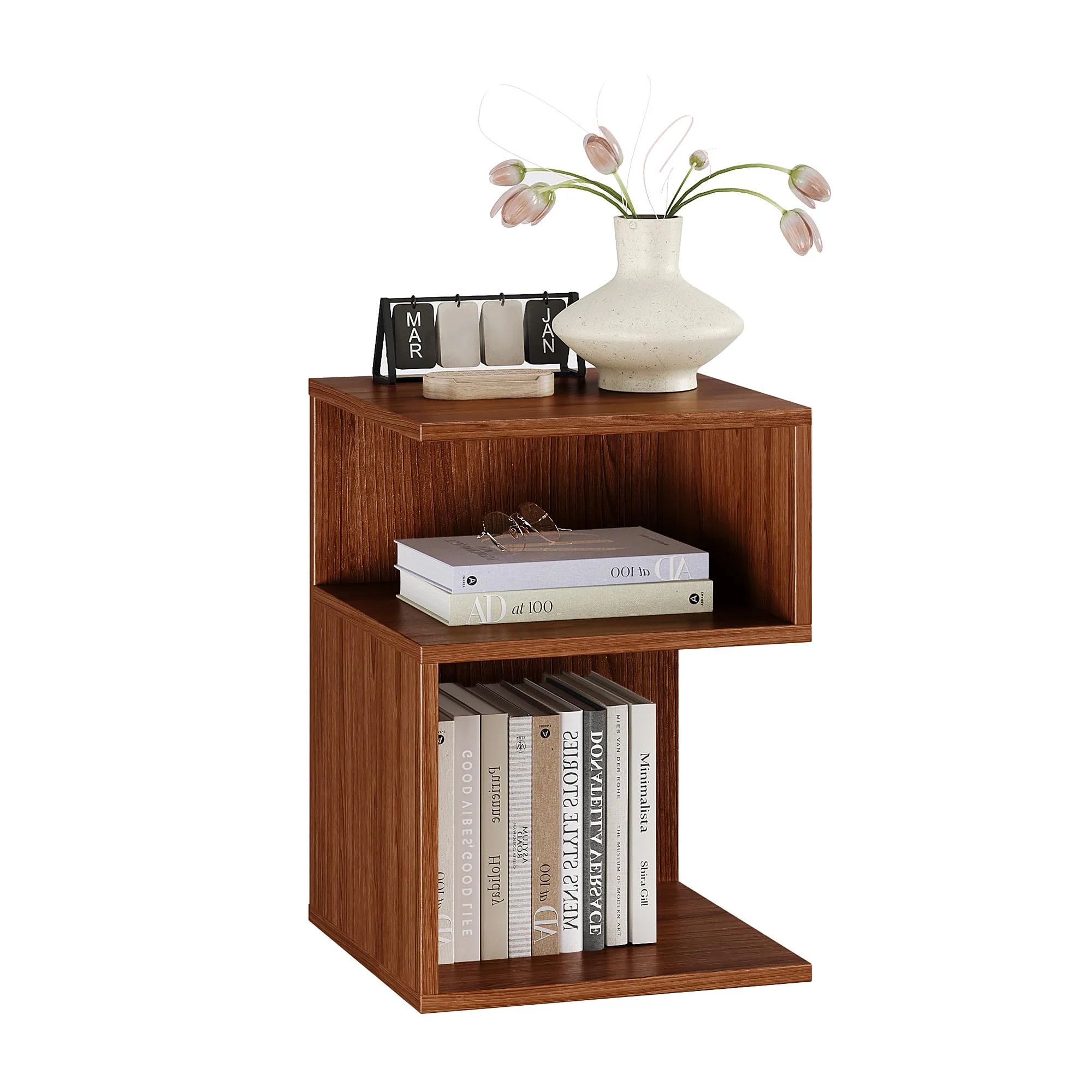 George Oliver Carfi Lush Modern S-Shaped End Table With Open Storage ...