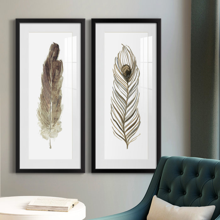 Dakota Fields " Soft Feather I " 2 - Pieces Painting Print | Wayfair