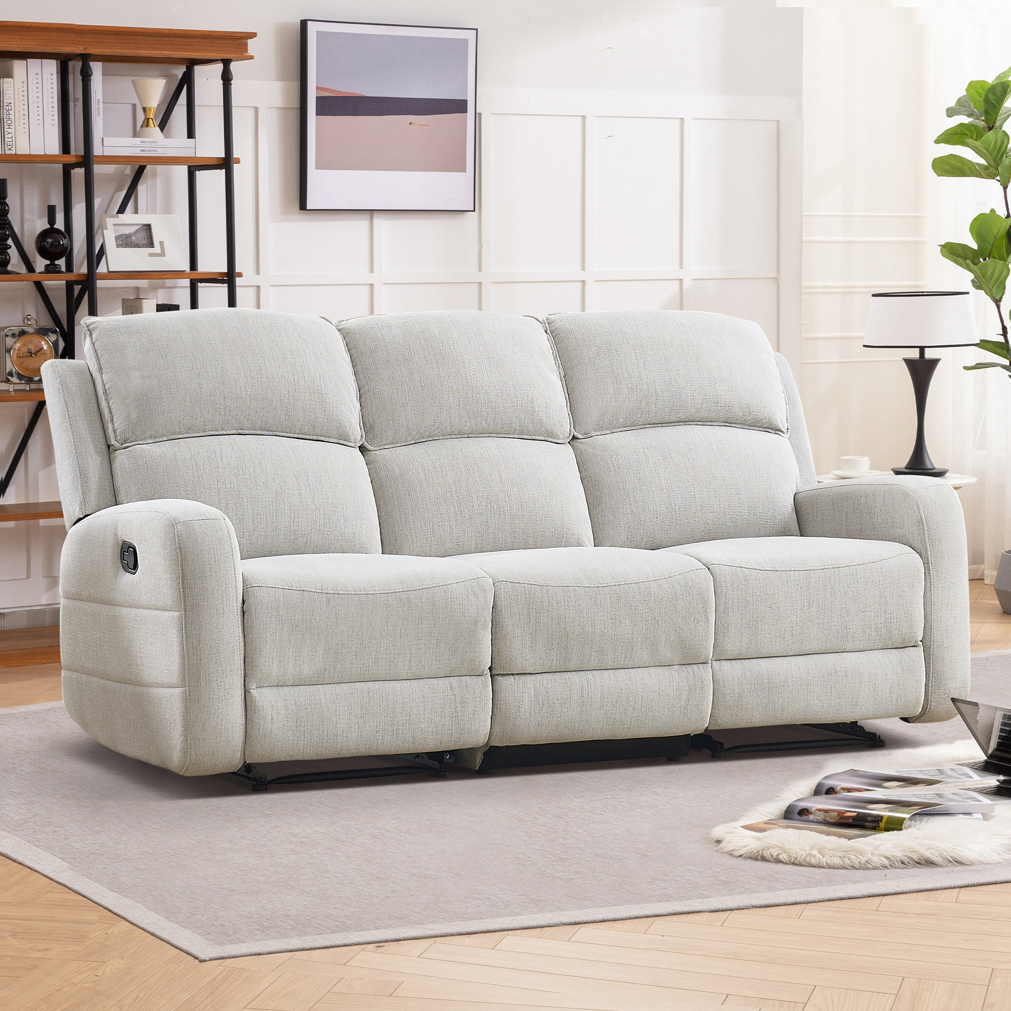 Latitude Run® 79.8" Wide Modern And Overstuffed Soft Manual Reclining ...