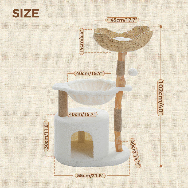 Archie & Oscar™ Elick Natural Solid Wood Cat Forest Castle, Multi ...