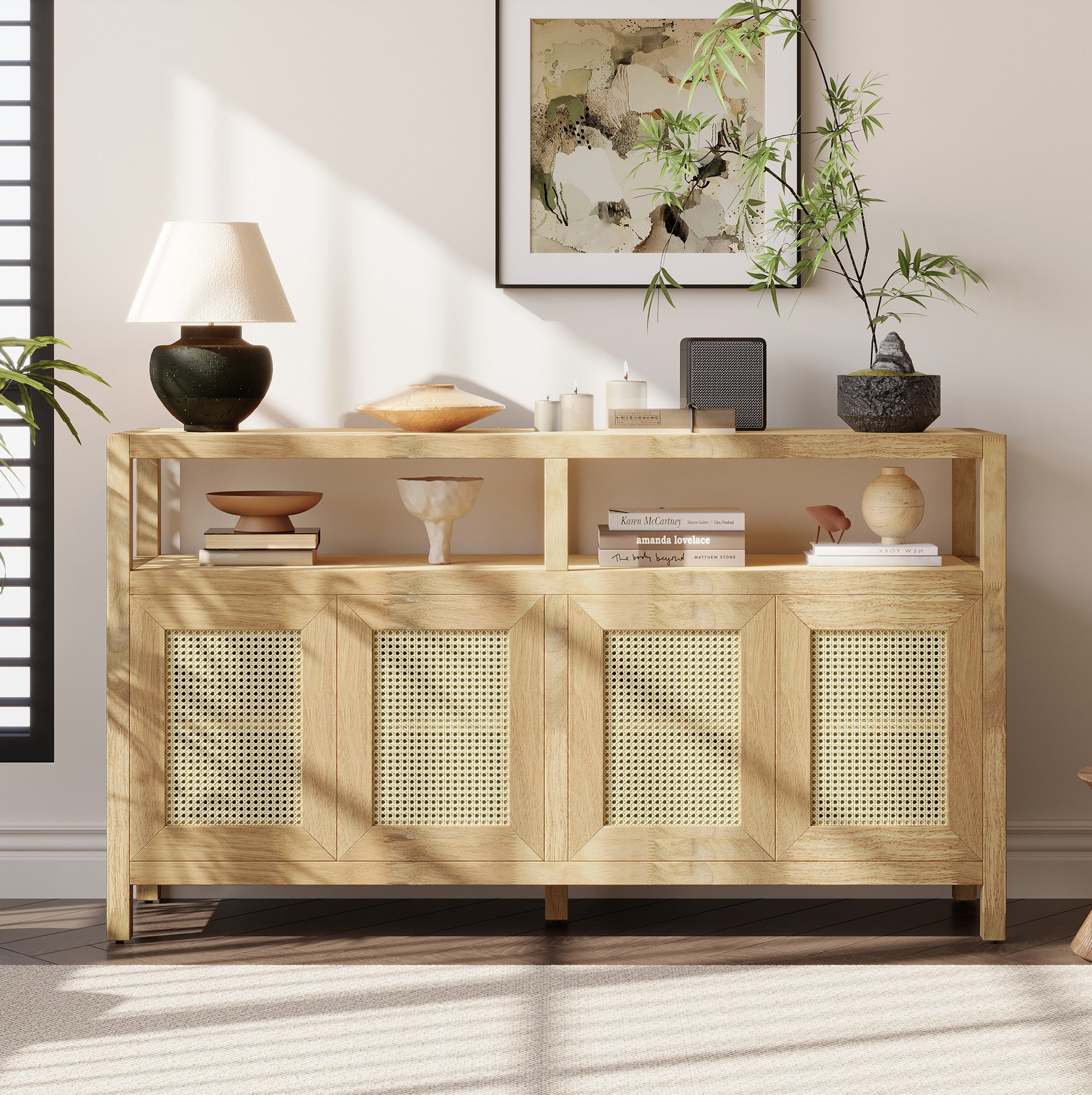 Dakota Fields TREXM Bohemian Style Buffet Storage Cabinet with Solid ...