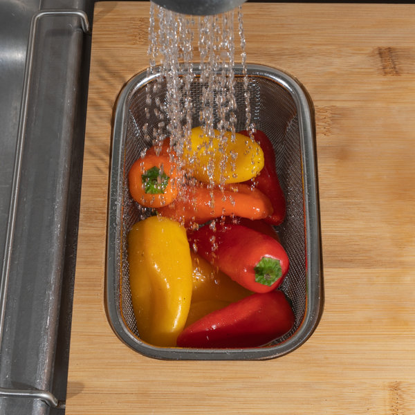 Classic Cuisine Cutting Board with Strainer - 2 in 1 Adjustable Bamboo ...