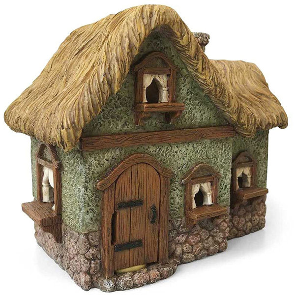 Arlmont & Co. Alvon Fairy Garden Statue, Solar Powered, Country Cottage ...