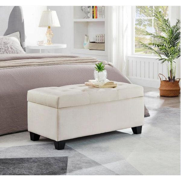 Ebern Designs Bench, Upholstered Storage Rectangular Bench, Entryway ...