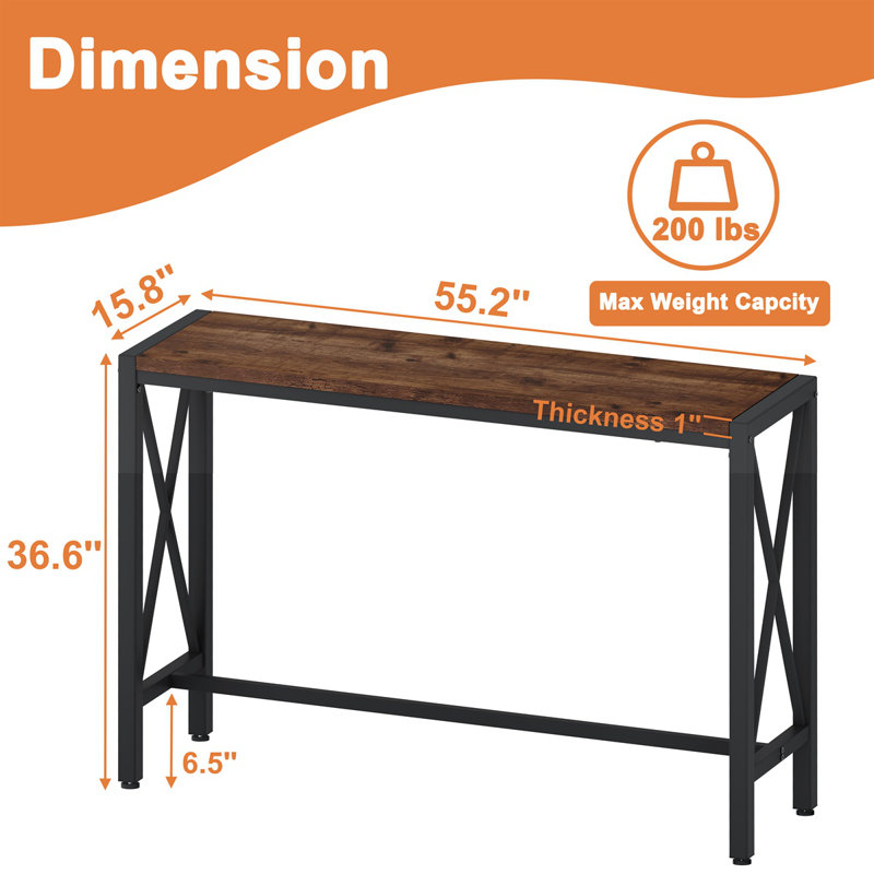 17 Stories Aust Industrial Bar Table, 36.6" Tall Kitchen Counter Height ...