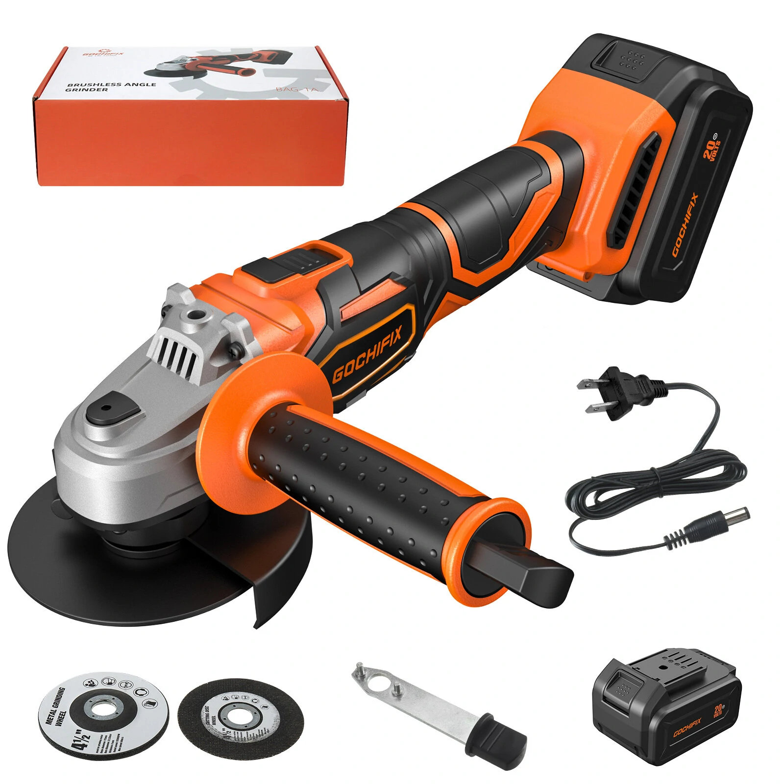 WFX Utility™ Cordless Brushless Angle Grinder Ergonomic Handle Dust ...