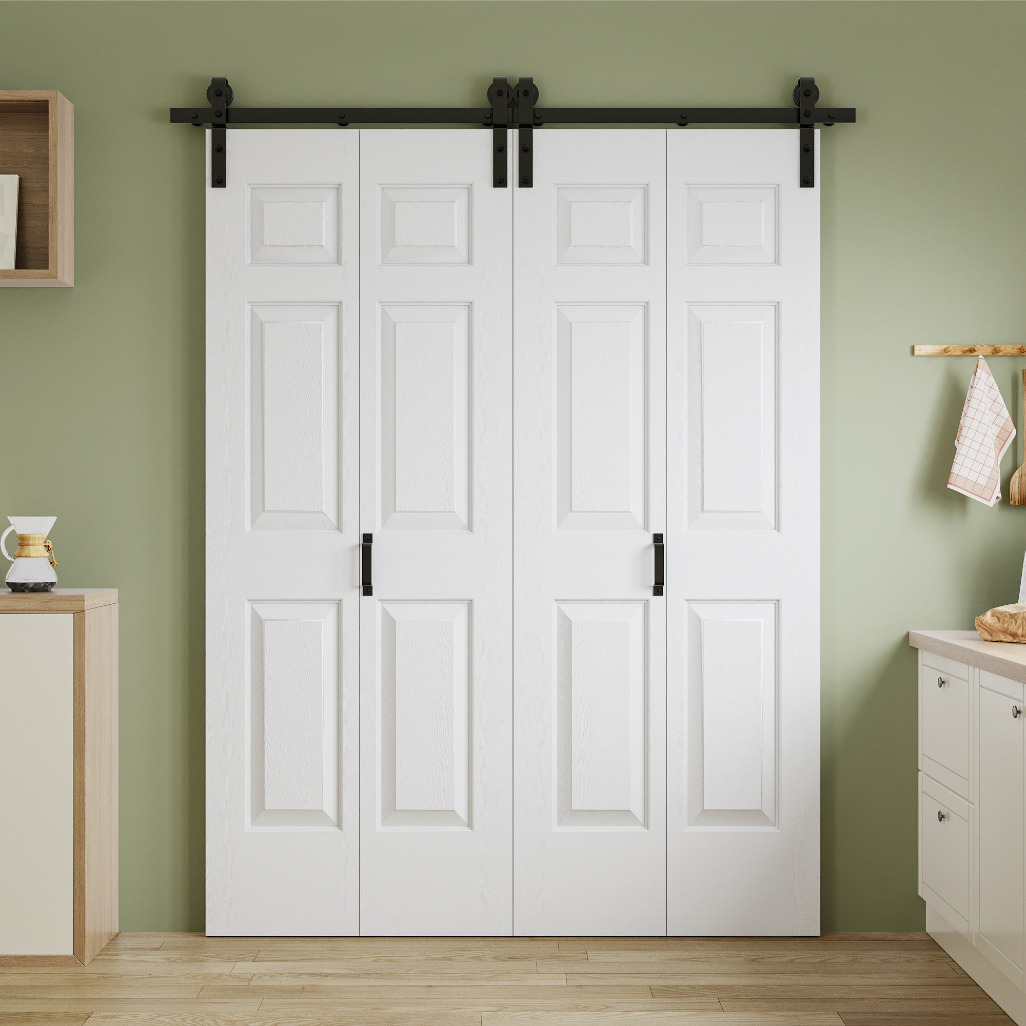 HOZONE Porte de grange double pliante à 6 treillis à l'intérieur de la ...