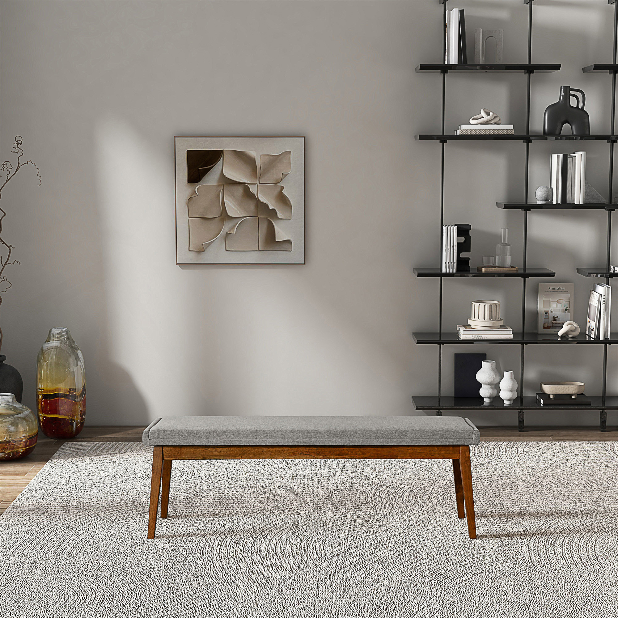 One Allium Way Warren Bench In Ash Grey Fabric - Wayfair Canada