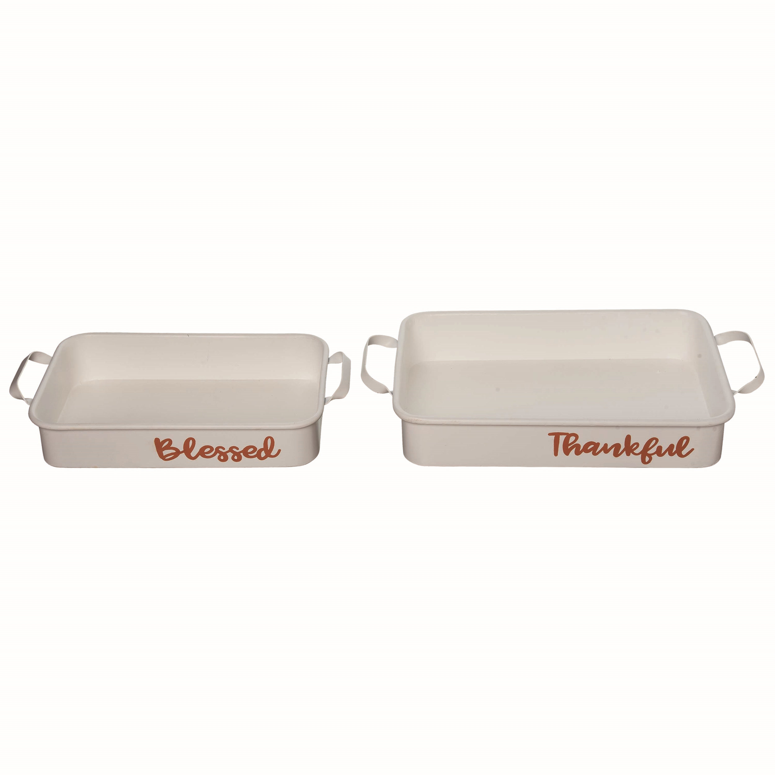 Ophelia & Co. Metal 19 in. White Harvest Enamel Harvest Trays Set of 2 ...