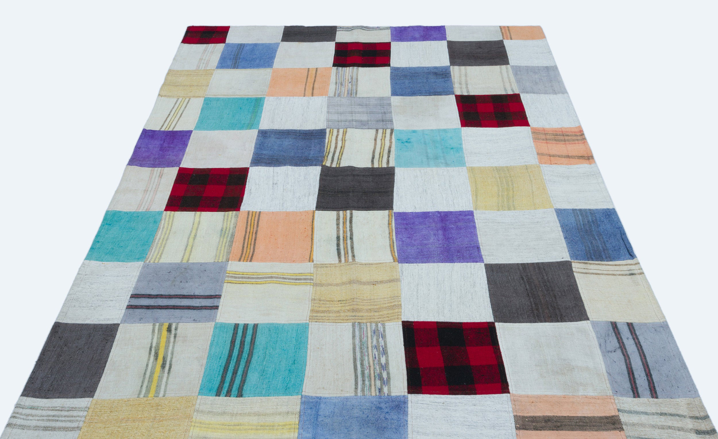 Lofy Grey Patchwork Wool Handmade Area Rug | Wayfair