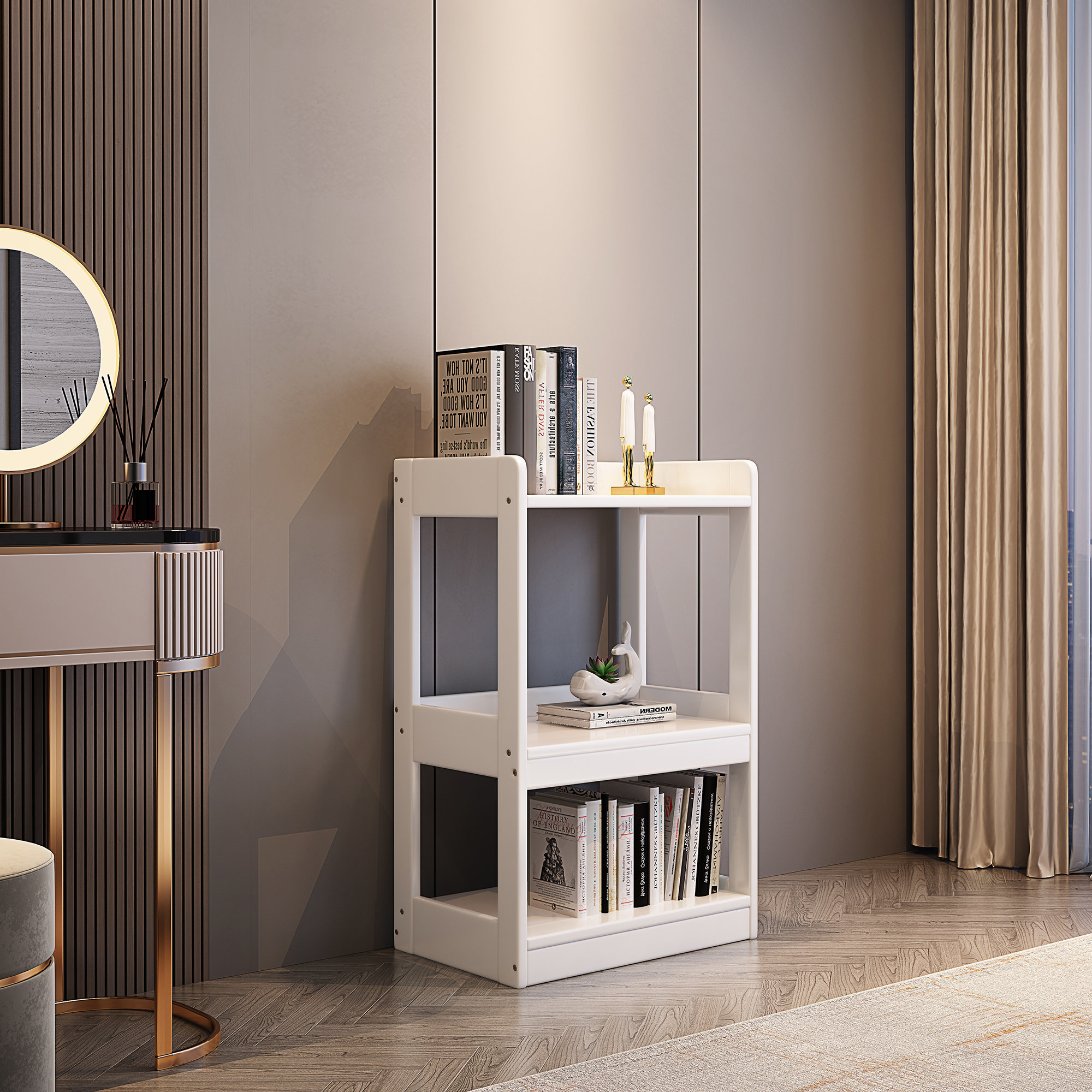 Latitude Run® Latitude Run 3 Layers Wooden Bookshelf ﻿Bookcase Storage ...