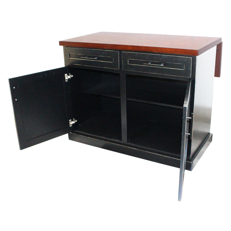 Gracie Oaks Keidra Rolling Kitchen Island with Solid Wood Top | Wayfair