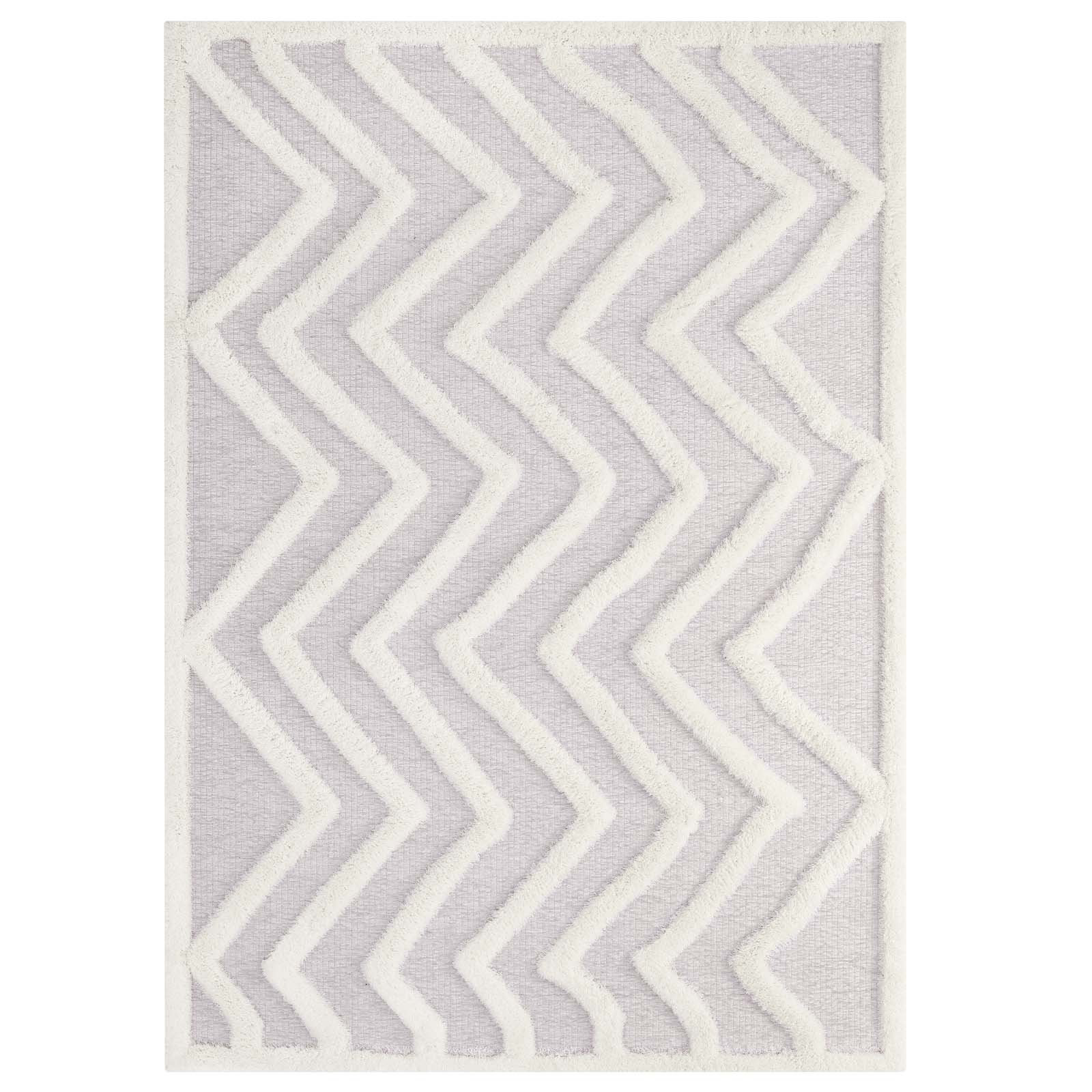Modway Pathway Abstract Chevron Shag Area Rug | Wayfair