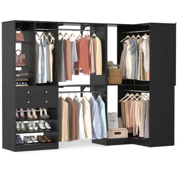 Black Soft Drawer Close Walk-In Closet Systems You'll Love | Wayfair