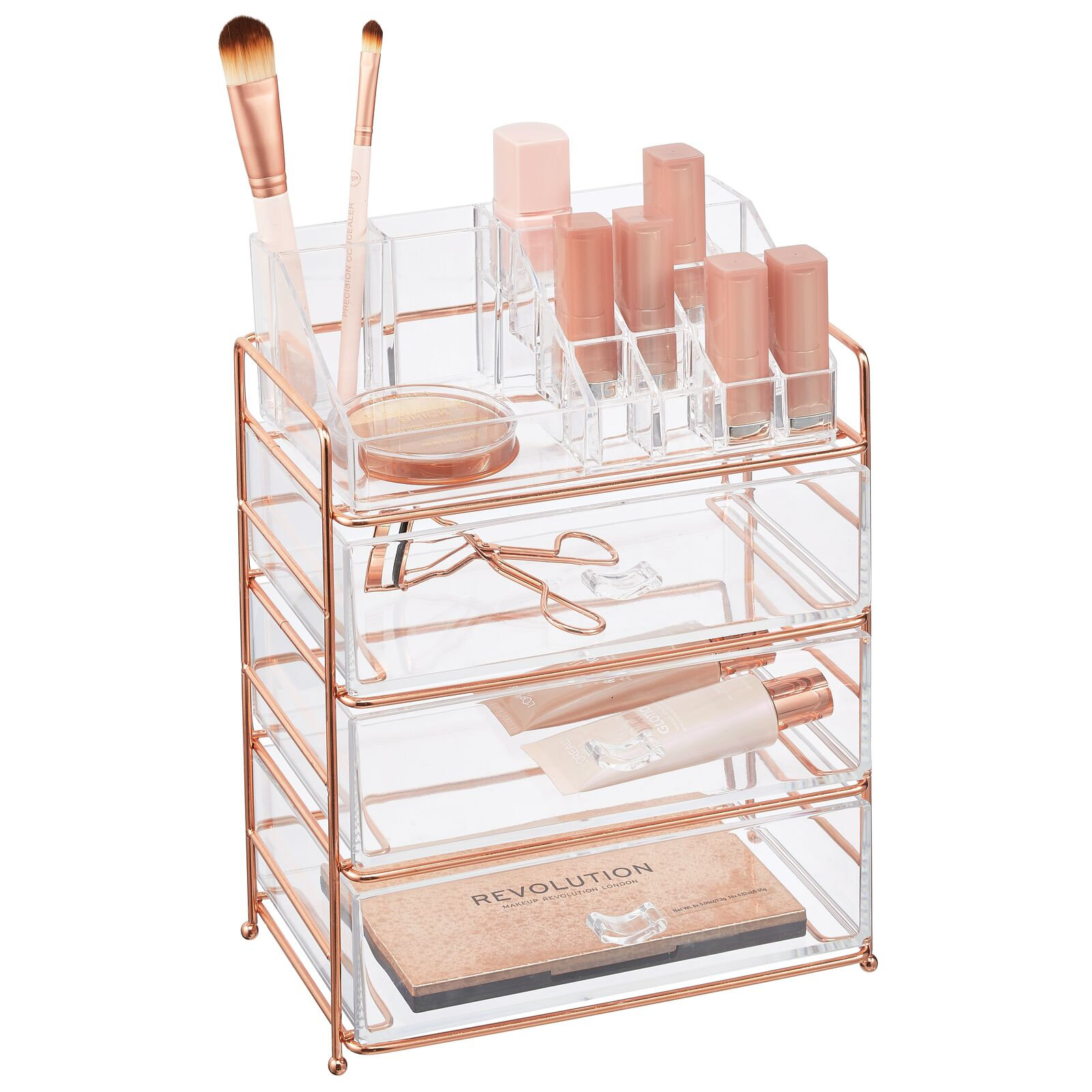 mDesign Plastic Divided Cosmetic Storage Organizer, 16 Sections ...