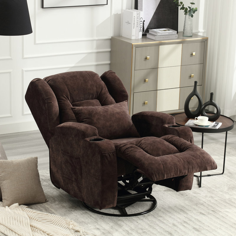 Red Barrel Studio® Tiossem Swivel Rocking Recliner Chair, Velvet Manual ...