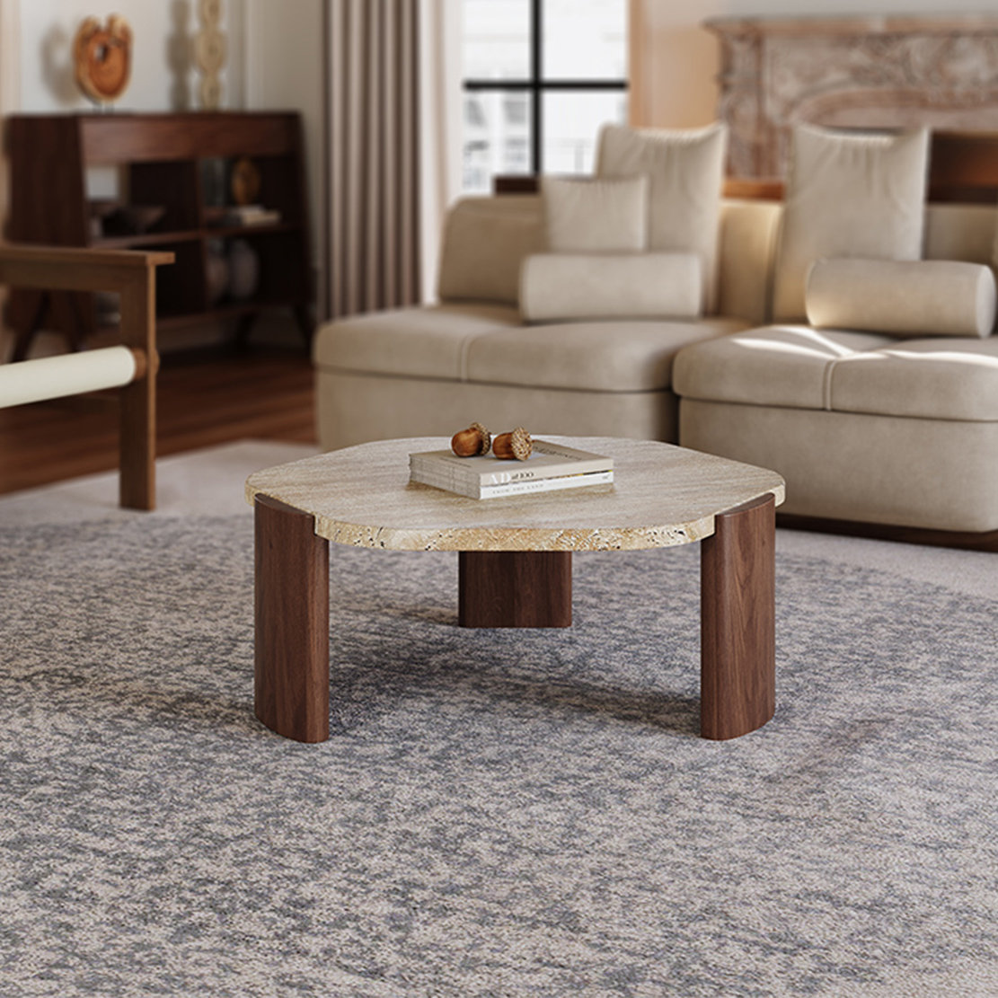 LIZIYE Simple cave stone solid wood coffee table | Wayfair