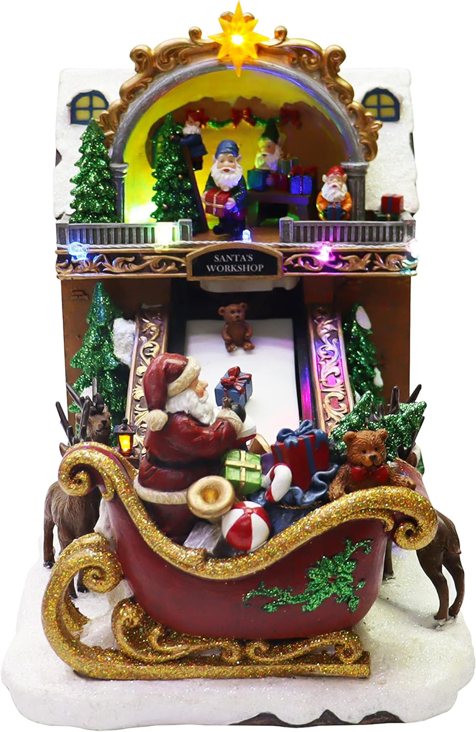 Moments in Time 10.4"H Animated Santa's Workshop Conveyor (Belt & Elf ...