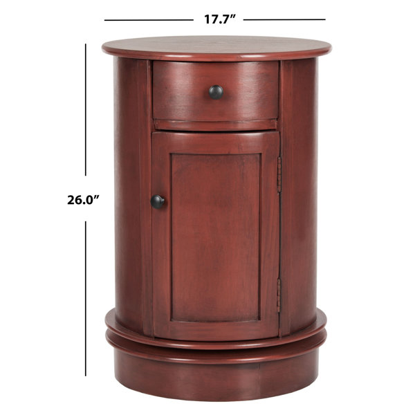 Charlton Home® Regan Solid Wood Swivel Drum End Table with Storage ...