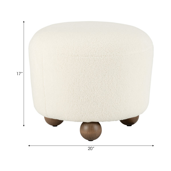 Joss & Main 17"H Beige Round Ottoman With Ball Feet | Wayfair