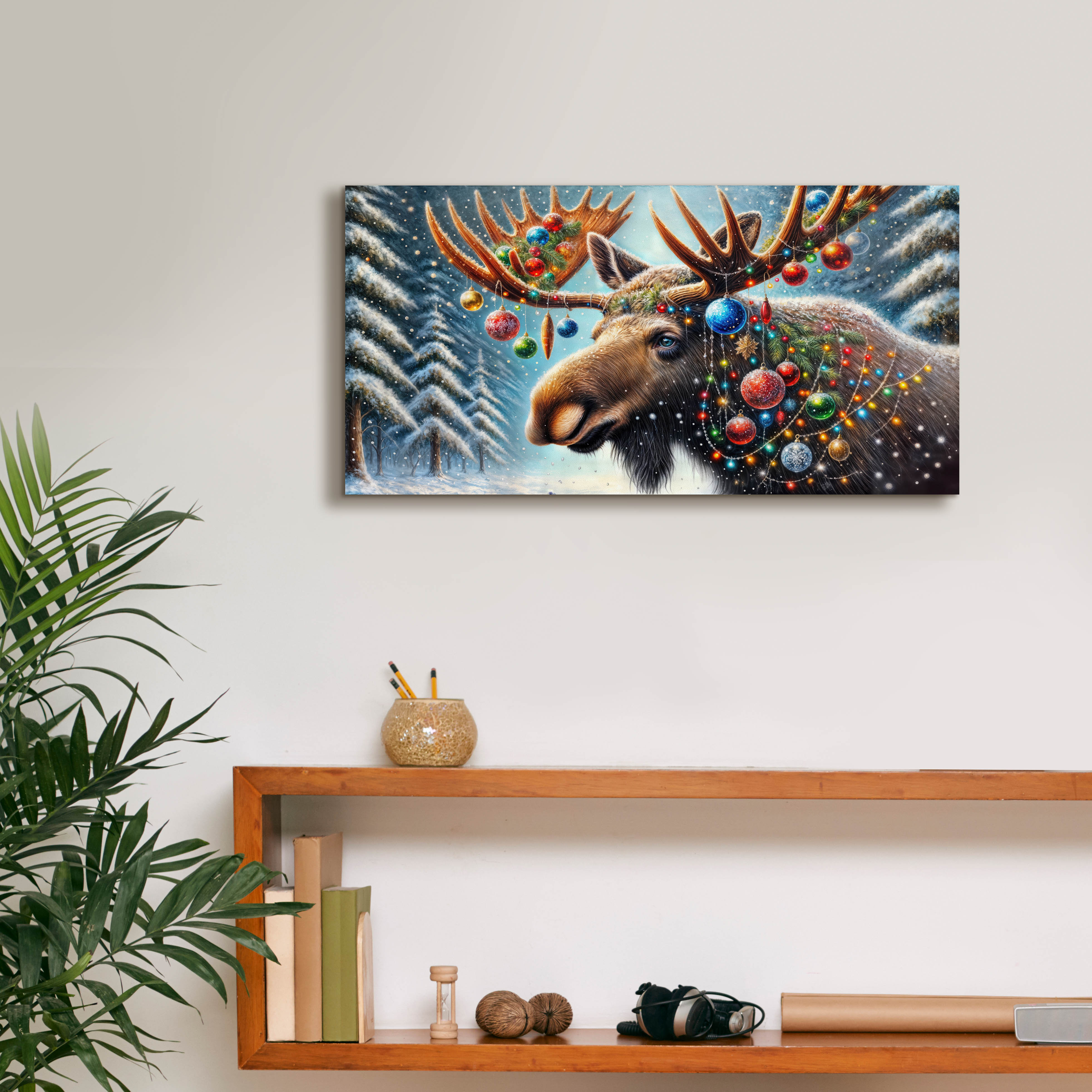 The Holiday Aisle® 'Christmas Christmoose' by Rey Klimt Canvas Wall Art ...