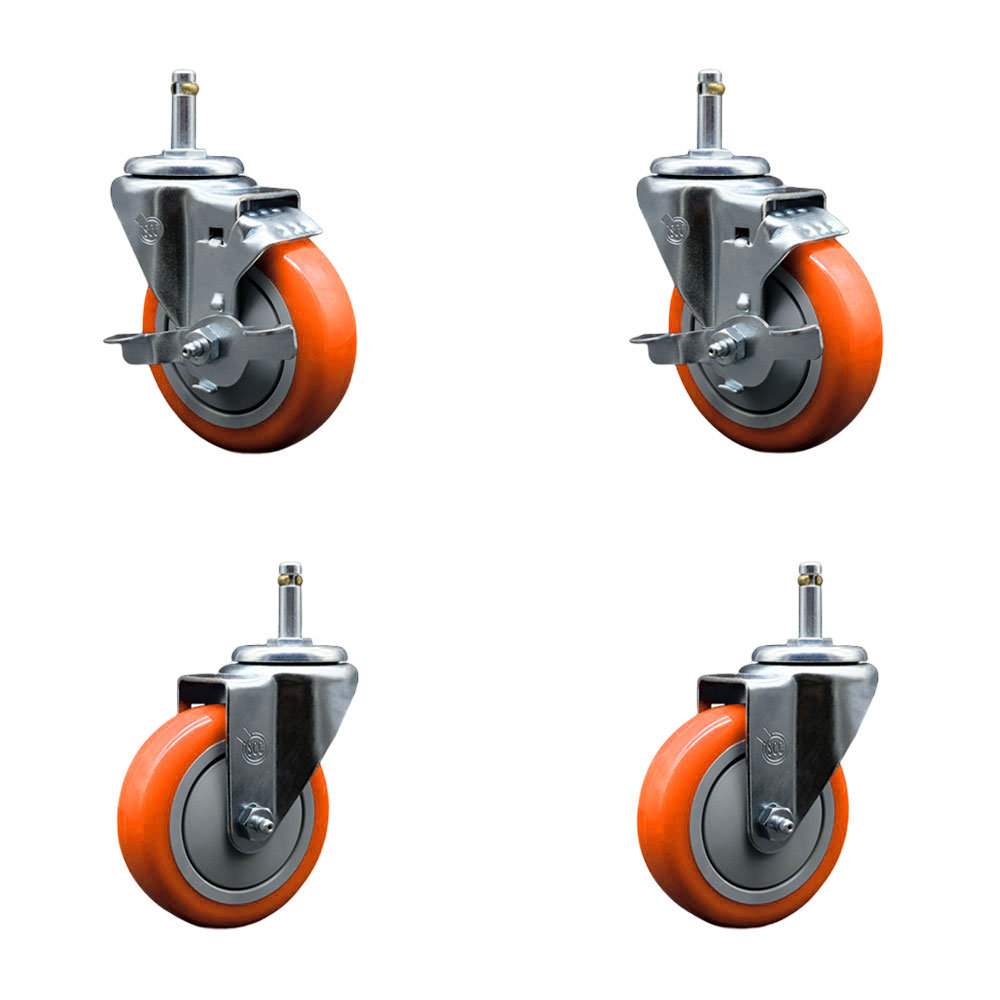Service Caster Poly Wheel Swivel Grip Ring Stem Caster Set 2 Brakes ...