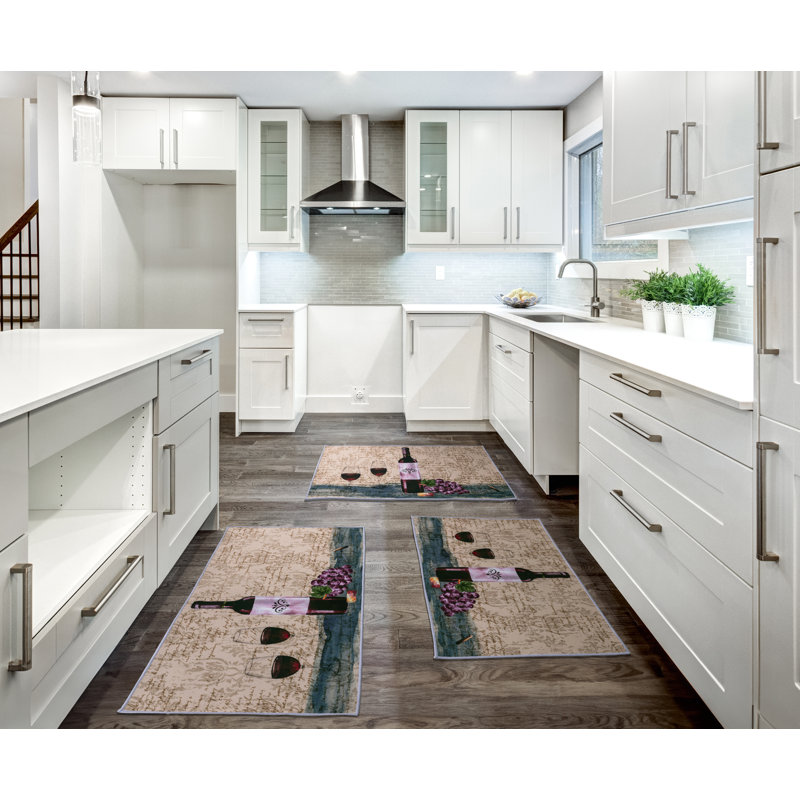 Winston Porter Cucina Wine Kitchen Rug Set & Reviews | Wayfair