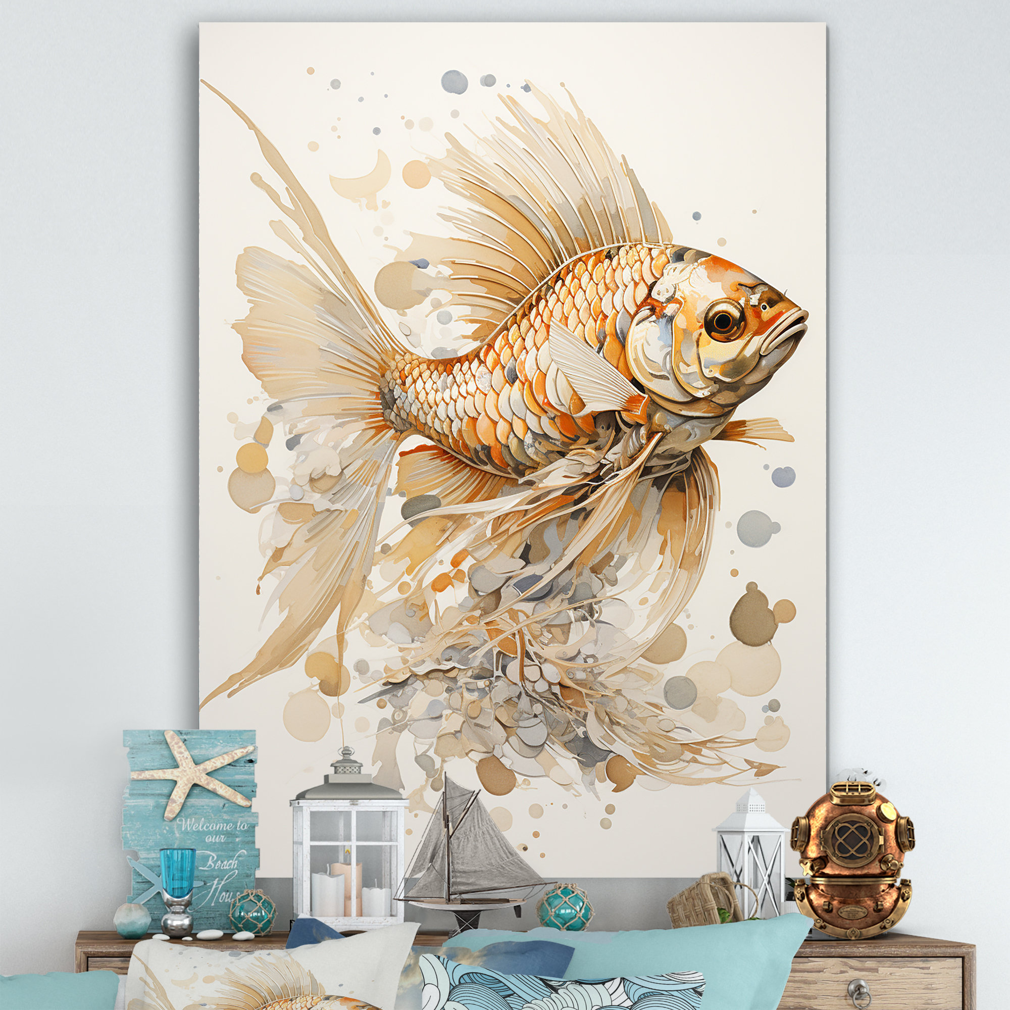 Highland Dunes Golden Fish Elegance - Fish Wall Art Prints - Wayfair Canada