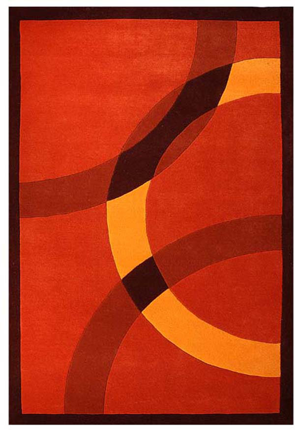 Acura Rugs Contempo Abstract Handmade Tufted Wool Orange Area Rug ...