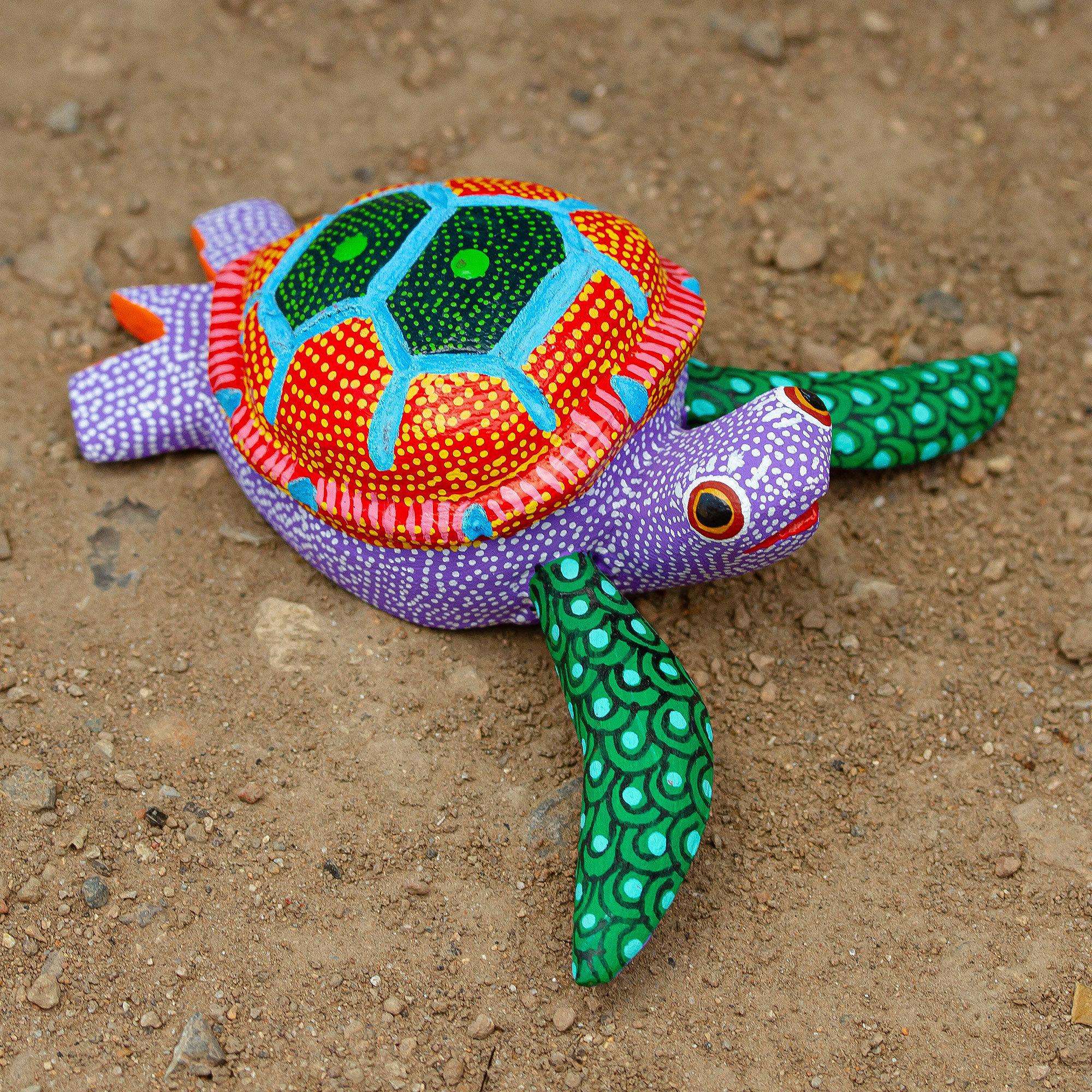 Bayou Breeze Lilac Turtle Wood Alebrije Figurine | Wayfair