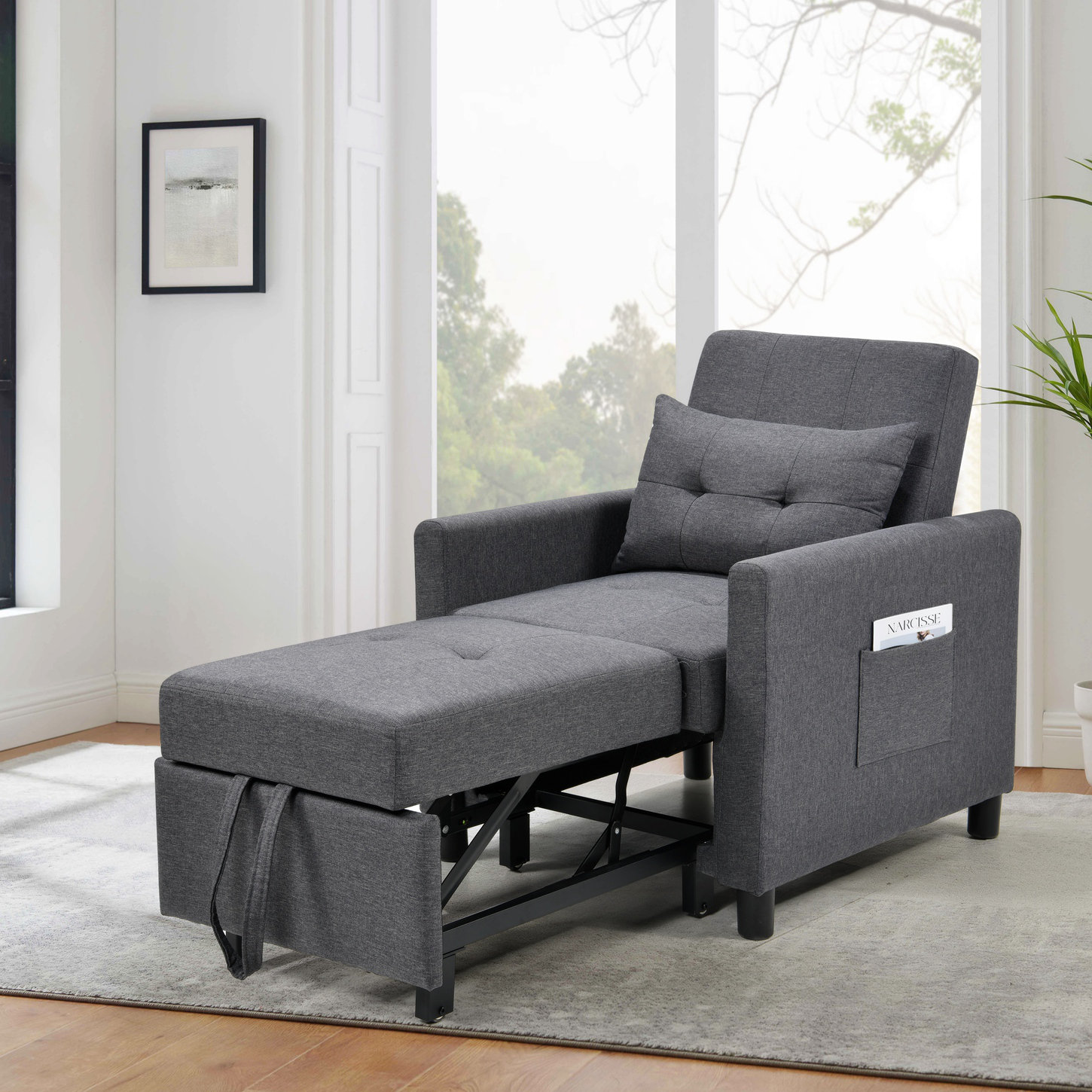 Ebern Designs Single Sofa Chair Sofa Bed With Pullout Sleeper, Lounge ...