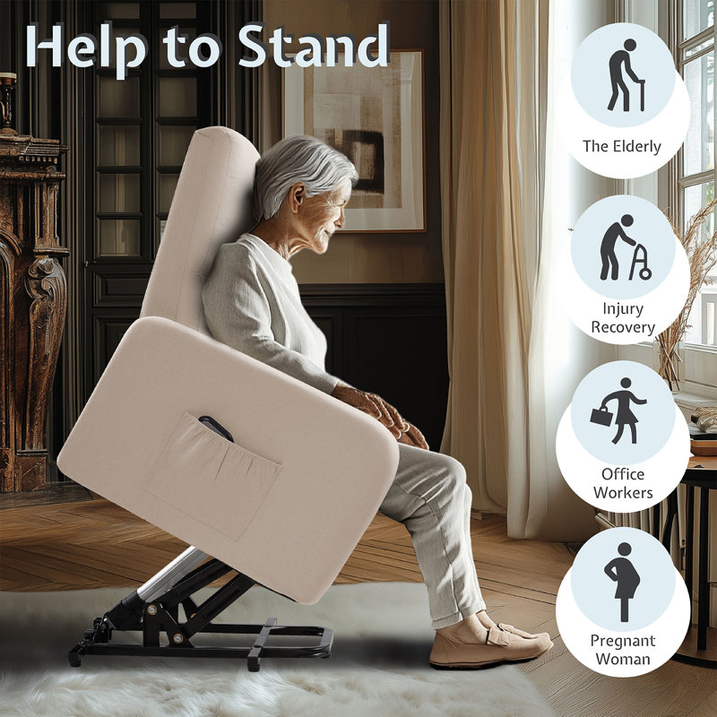 Latitude Run® Power Lift Recliner Chairs with High Back & Side Pocket ...