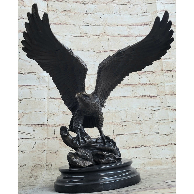 Wildon Home® Life Size Hawk American Bald Eagle Bronze Statue Art Deco ...