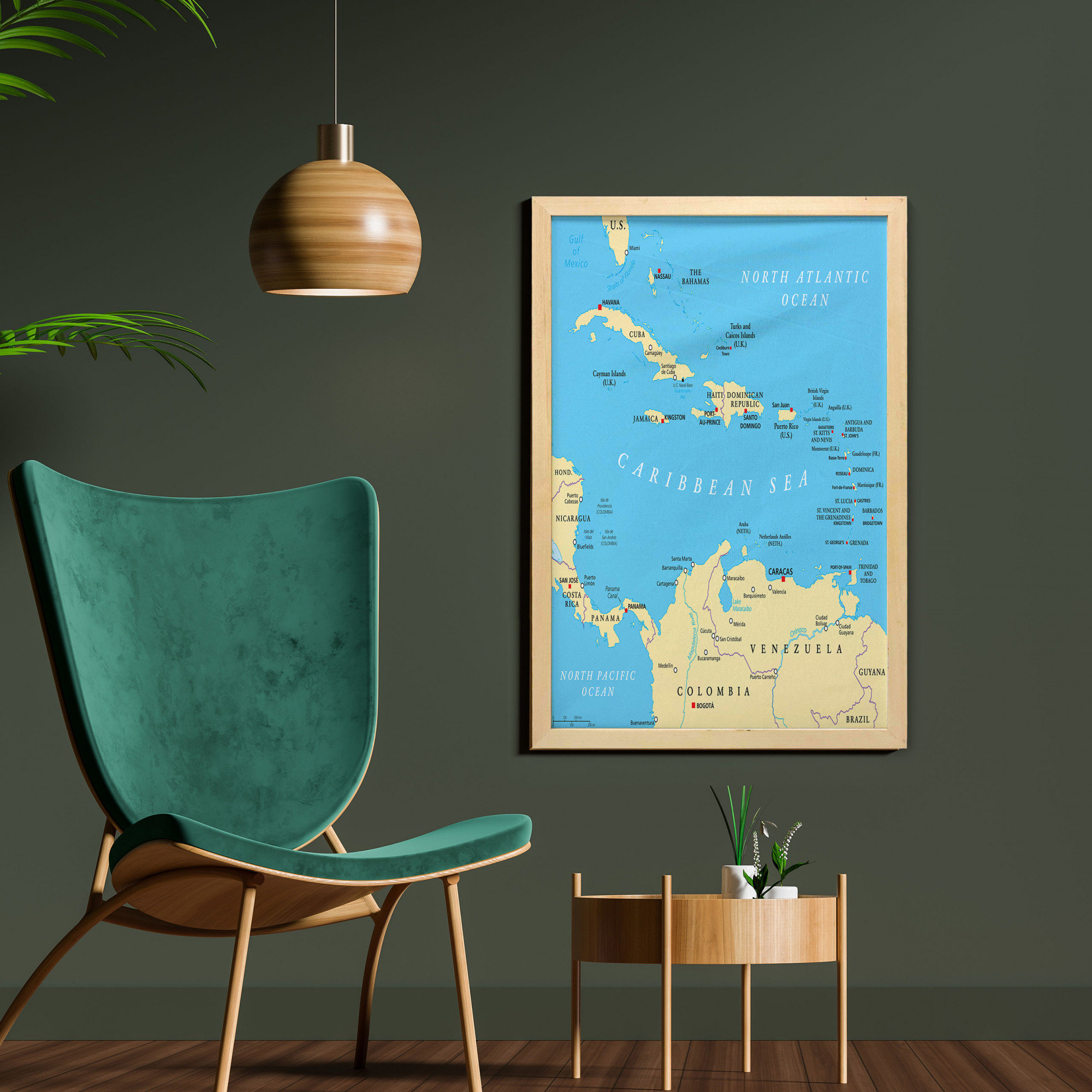 East Urban Home Caribbean Political Map Capitals National Borders ...