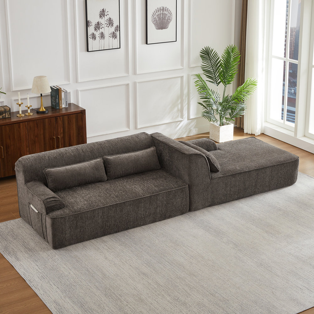 Latitude Run® Chenille L-Shape Luxury Sectional Oversized Sofa ...