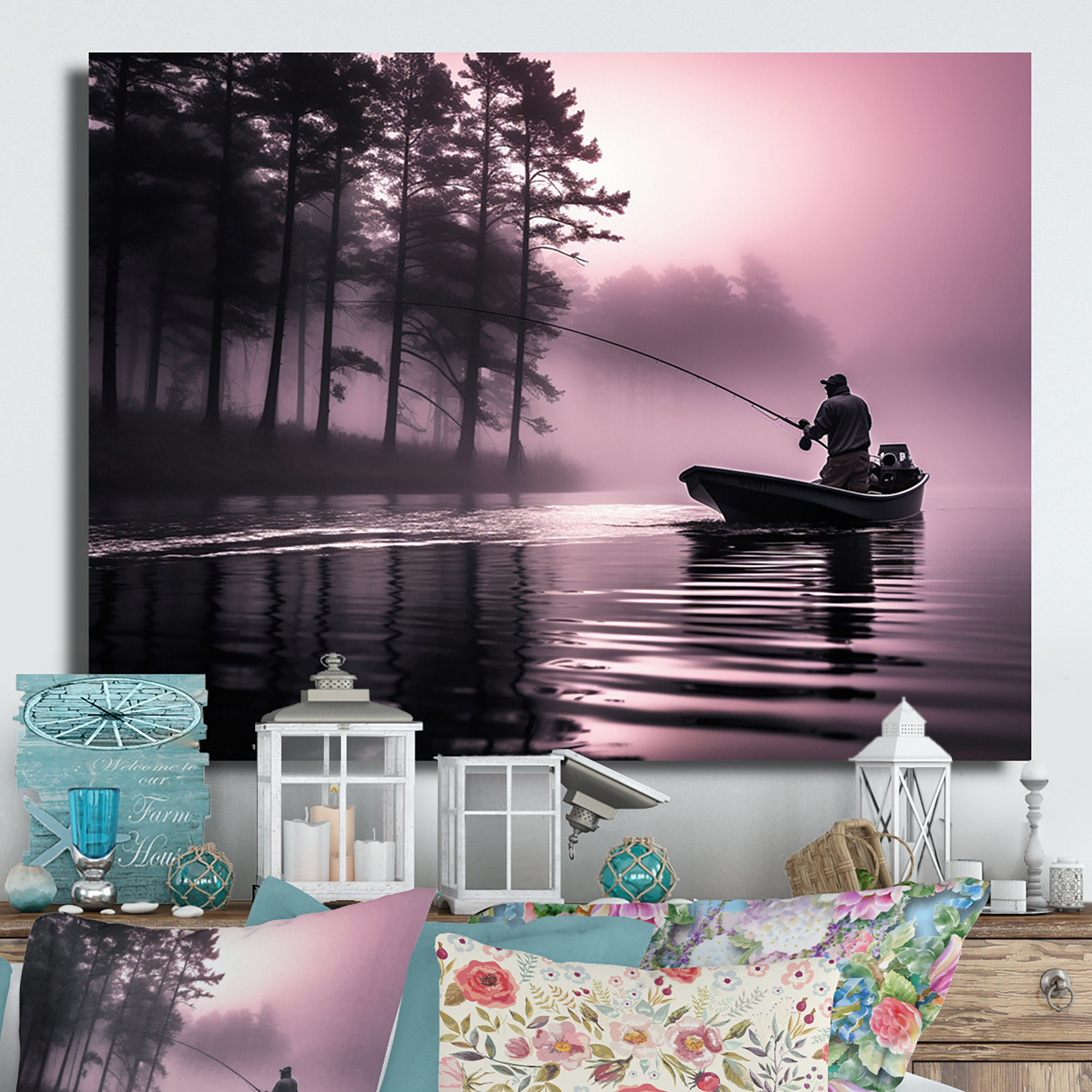 Millwood Pines Fishing At The Lake I - Sports Metal Wall Art Living ...