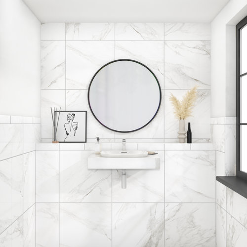 Daltile Perpetuo 24" x 24" Porcelain Marble Look Wall & Floor Tile (4 ...