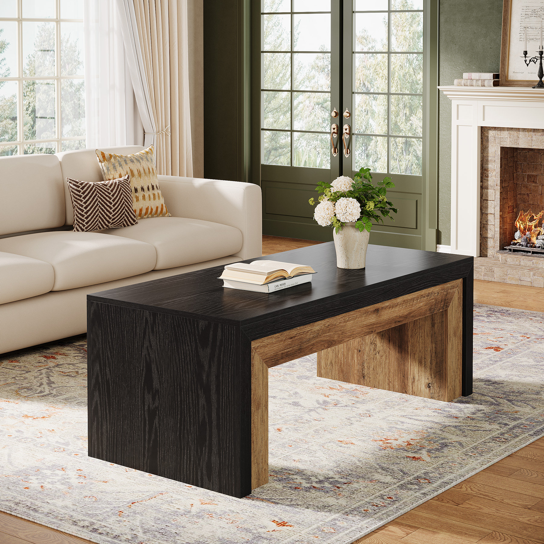 Millwood Pines 47.2" Rectangle Coffee Table For Living Room, Two-Tone ...