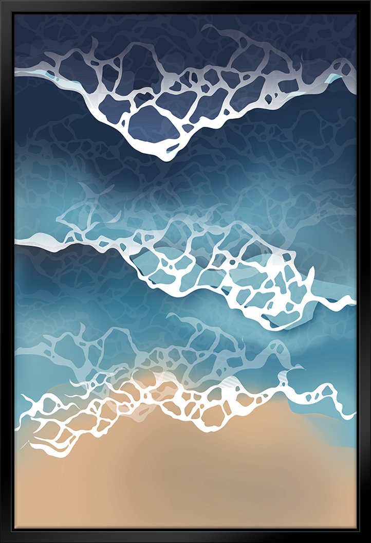 ATX Art Group LLC Ocean Waves - Floater Frame Graphic Art on Canvas ...