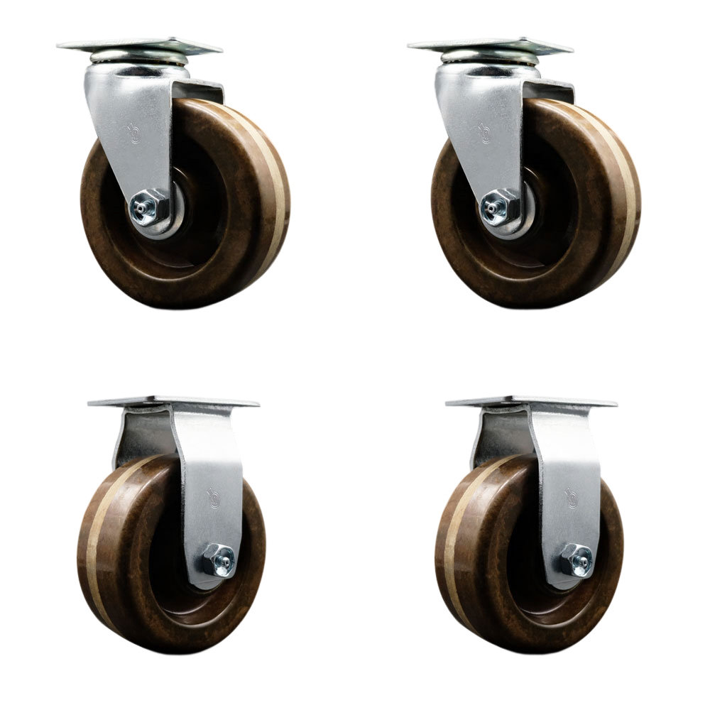 Service Caster 4 Piece Phenolic Roller Bearing Caster Set with 2 ...