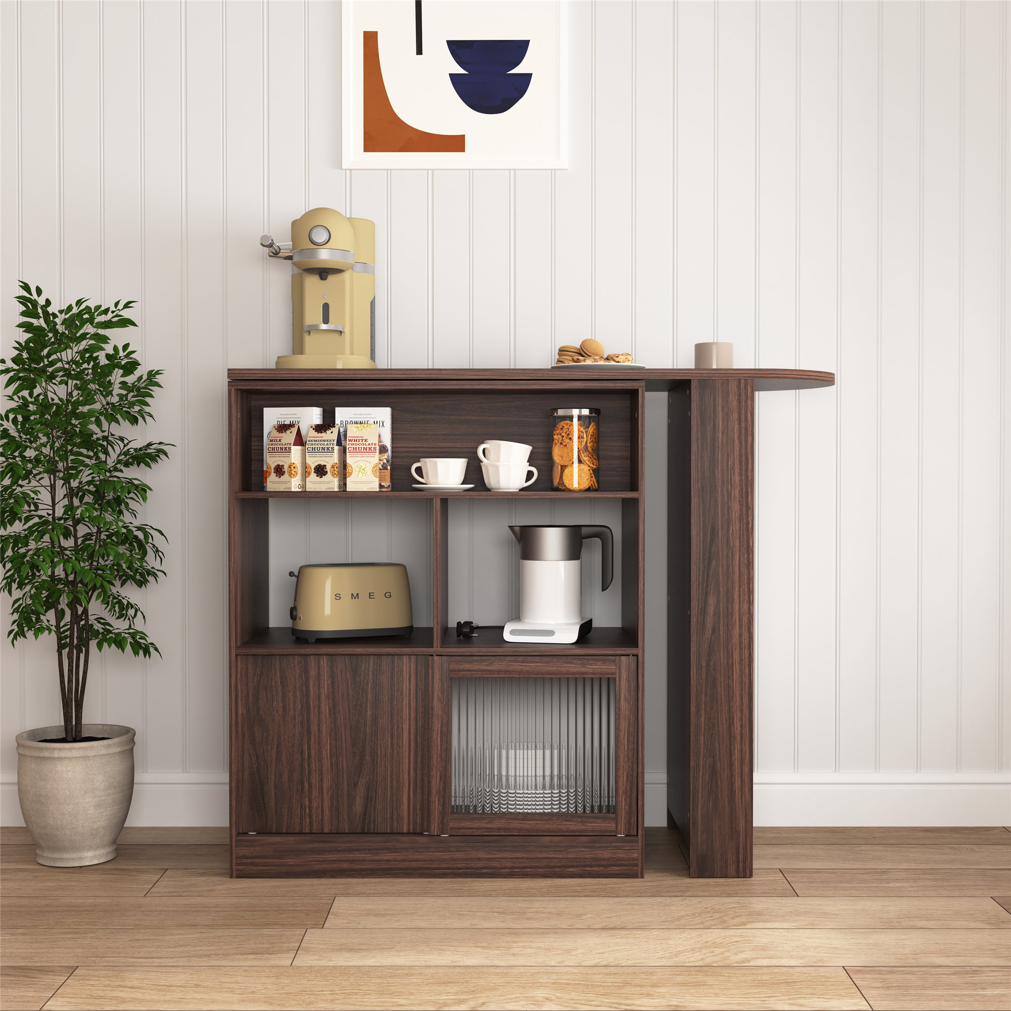 Latitude Run® Bar Cabinet With Rotating Top, Counter Height Dining ...