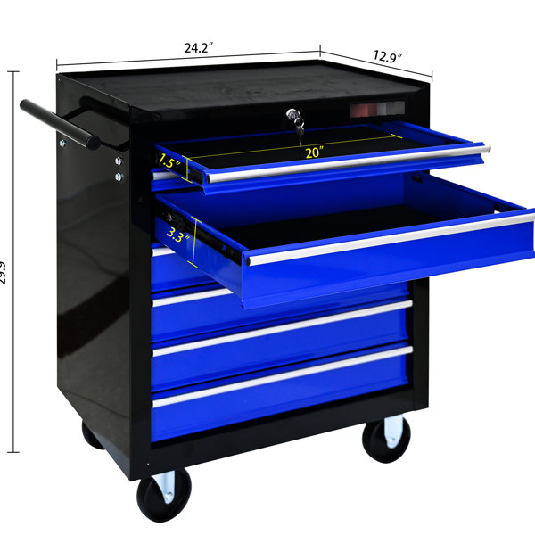 Trent Austin Design® 7 Tool Trolley With Lock, Powder Coated Steel ...