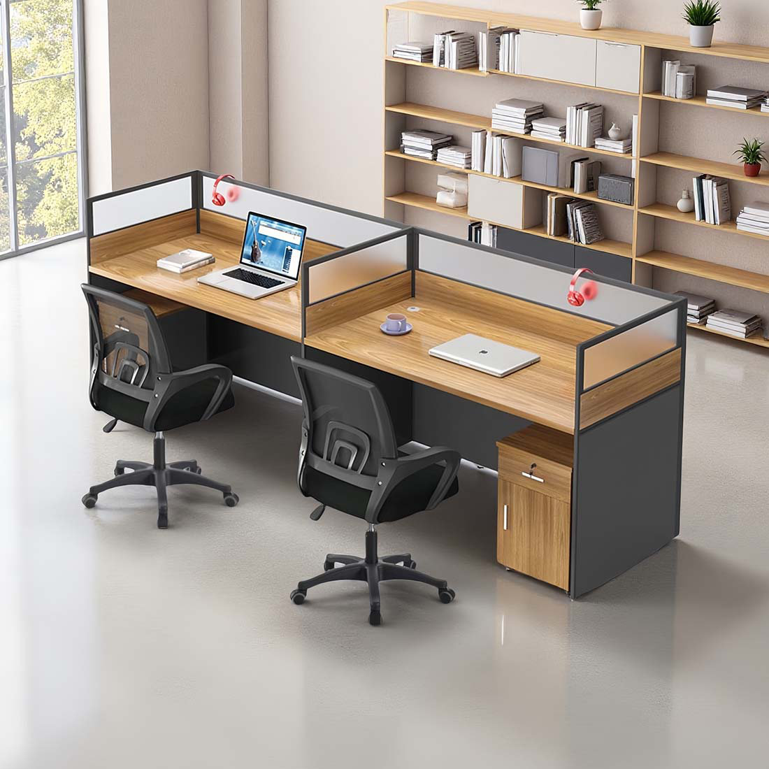 TAOKELAI Rectangle 2 Person Benching Workstation with Cable,Cubicle ...