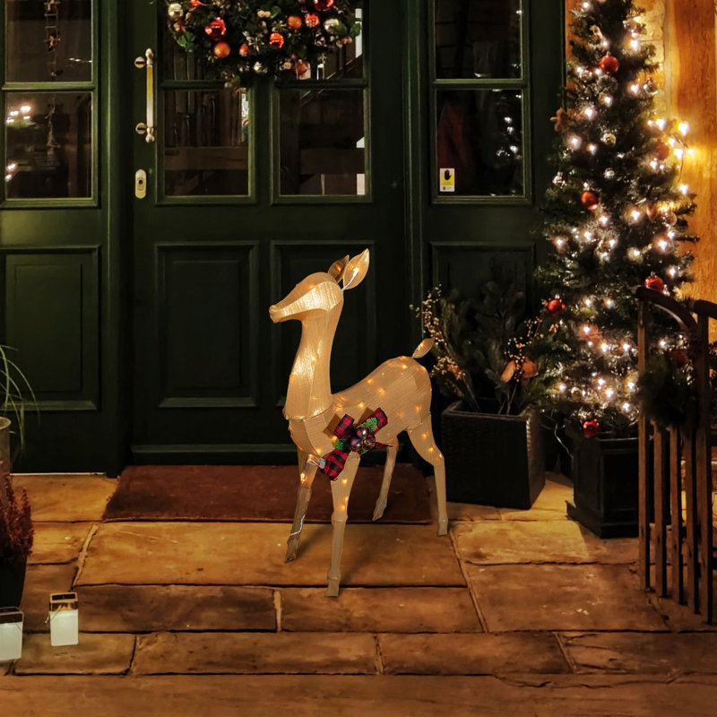 The Holiday Aisle® Shiny Gold Doe Deer Christmas Decoration Figurine ...