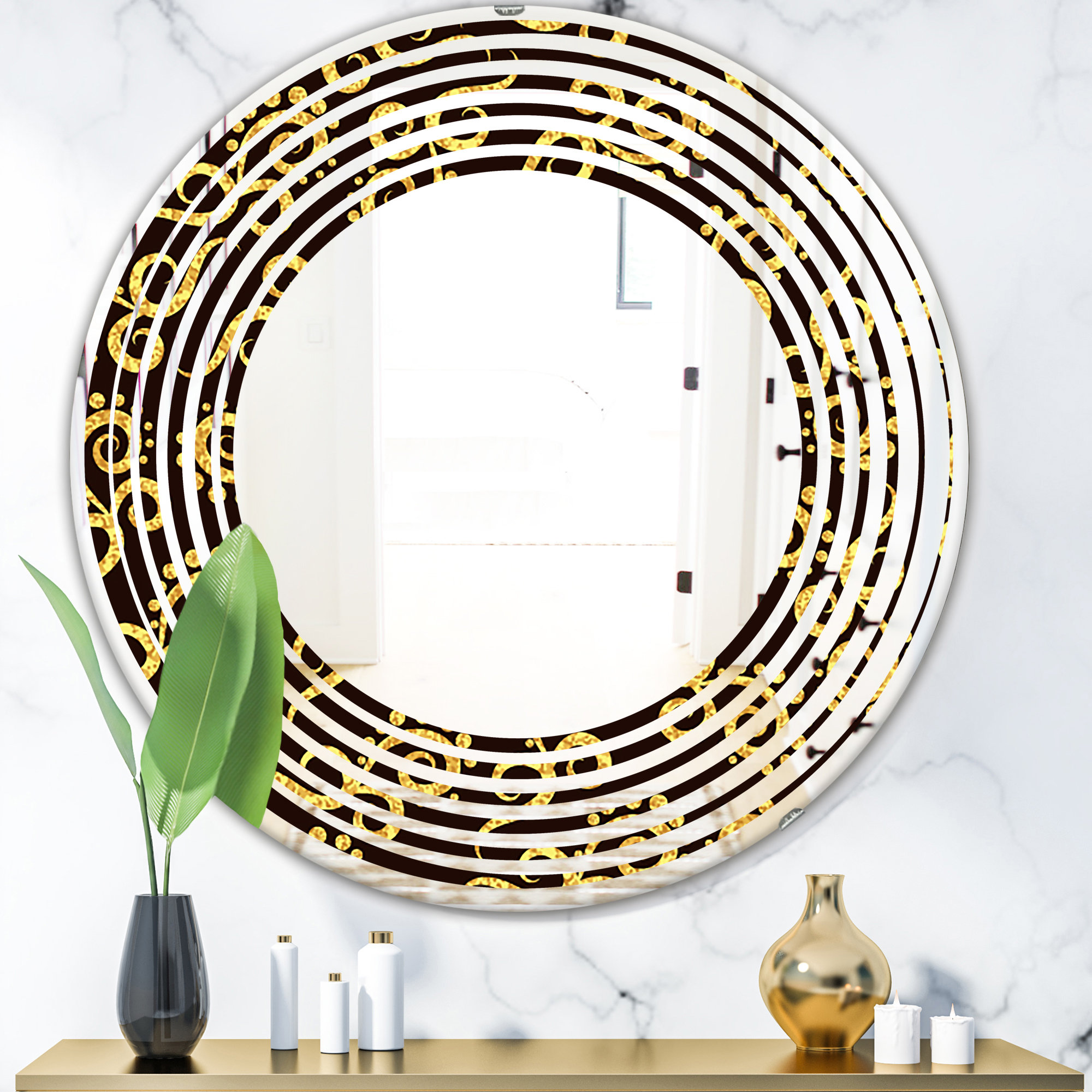 East Urban Home Swirl II Wave Traditional Frameless Wall Mirror ...